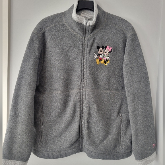 Disney | Jackets & Coats | Disneyland Gray Fleece Jacket With Mickey ...